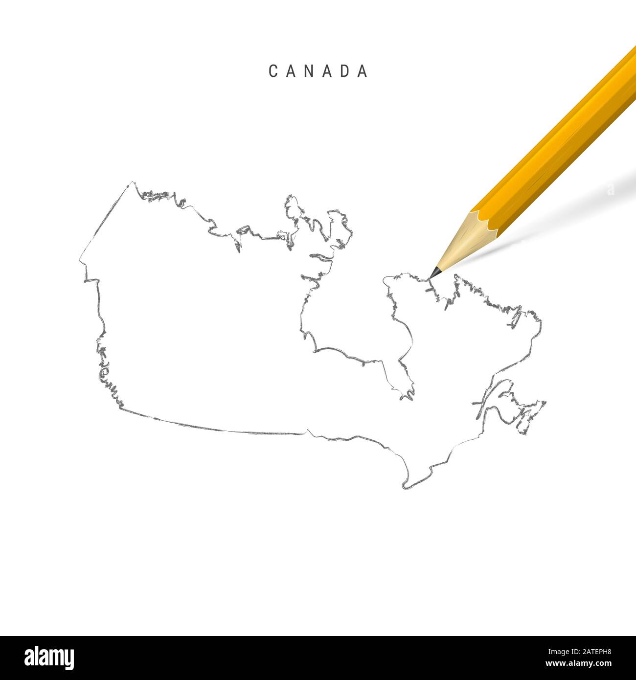 Canada sketch outline map isolated on white background. Empty hand ...