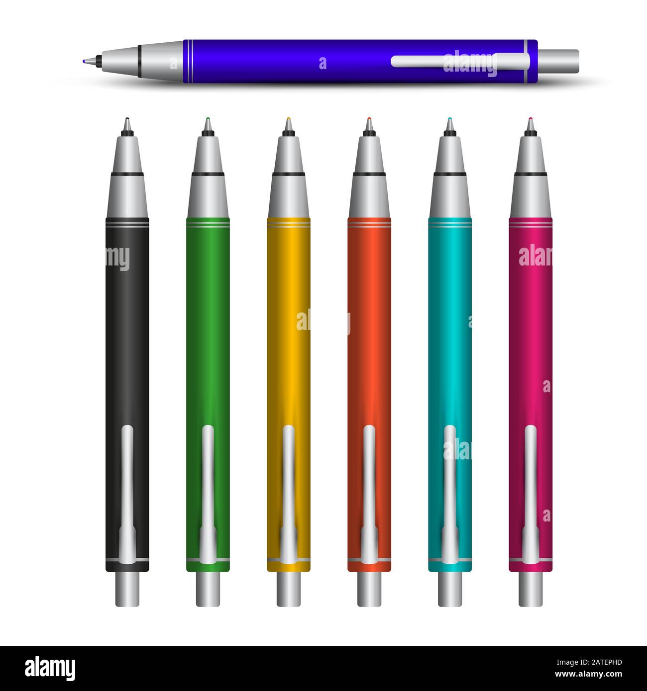 Colored realistic button pens. Any color you like Stock Photo - Alamy