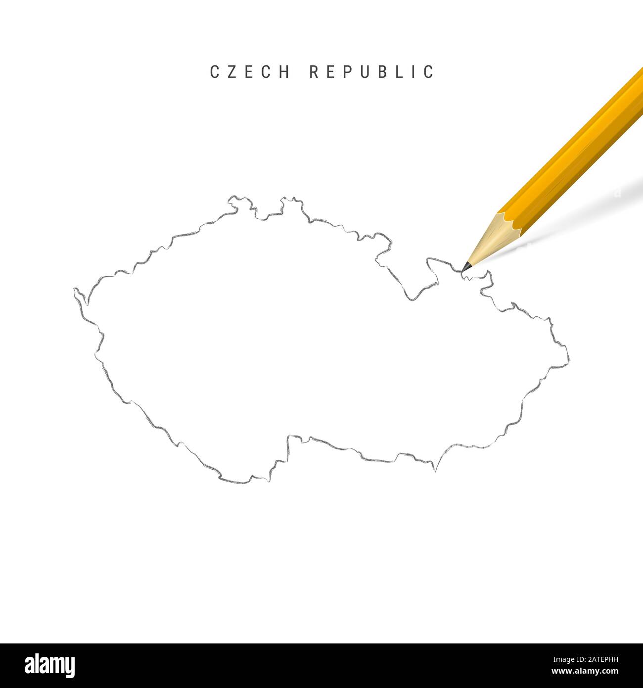 Czech Republic sketch outline map isolated on white background. Empty ...