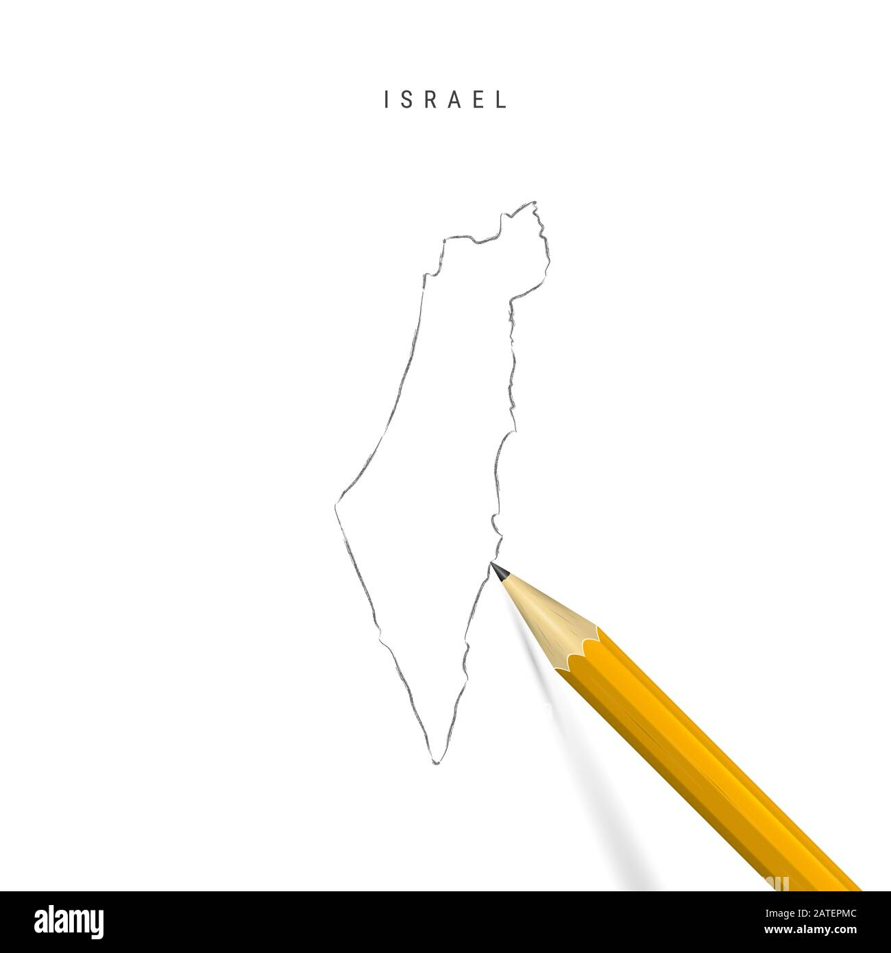 Israel sketch outline map isolated on white background. Empty hand ...