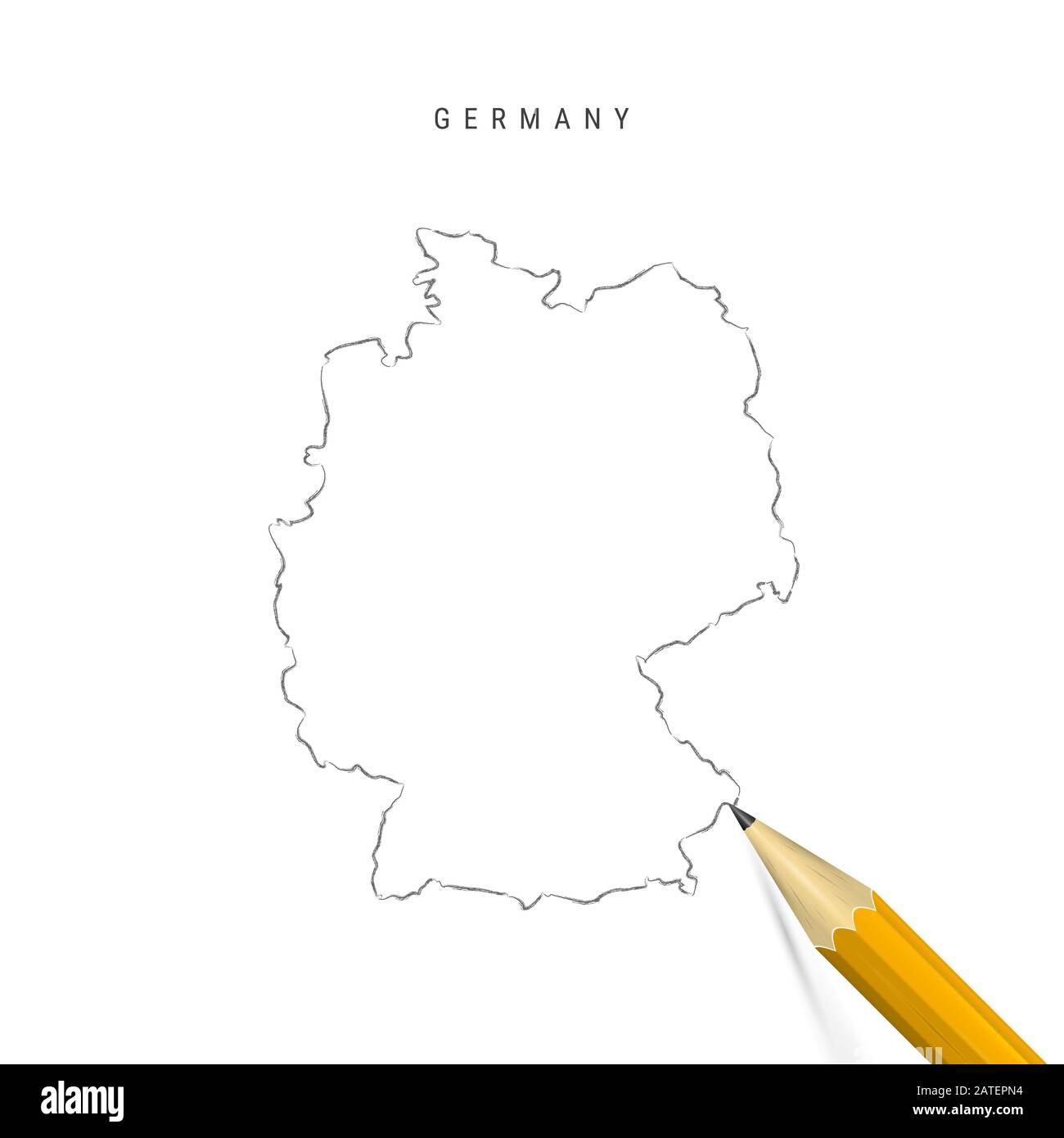 Germany sketch outline map isolated on white background. Empty hand ...