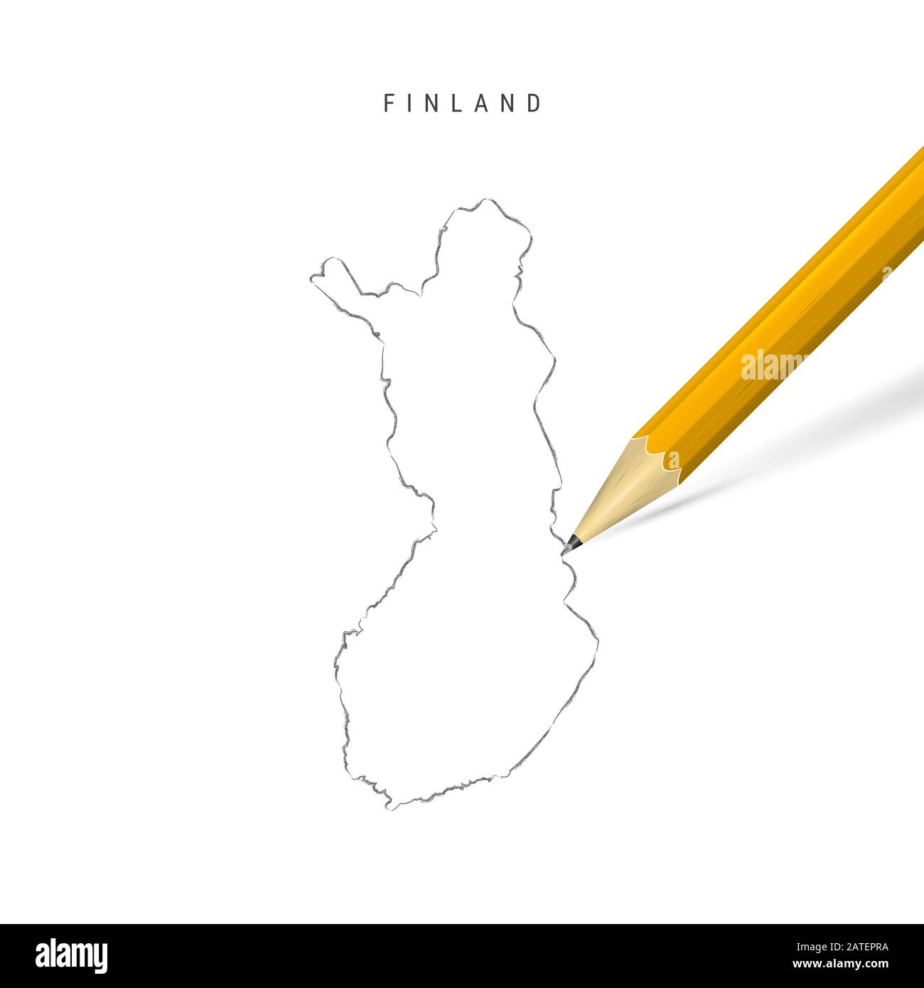 Finland sketch outline map isolated on white background. Empty hand ...