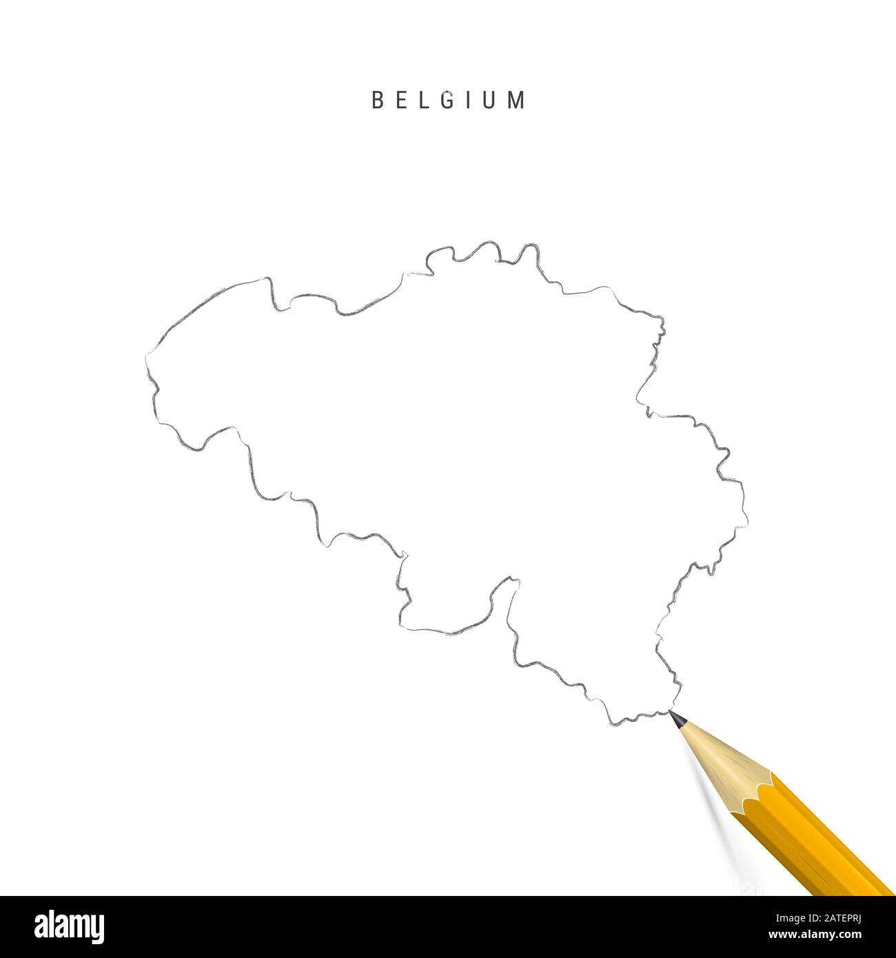 Belgium sketch outline map isolated on white background. Empty hand ...