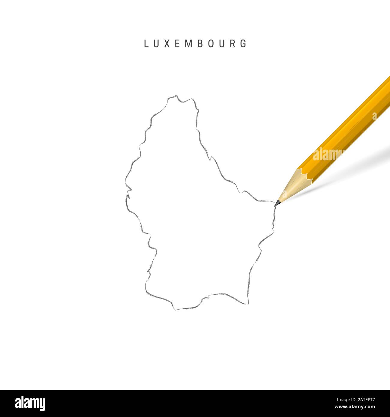 Luxembourg sketch outline map isolated on white background. Empty hand ...