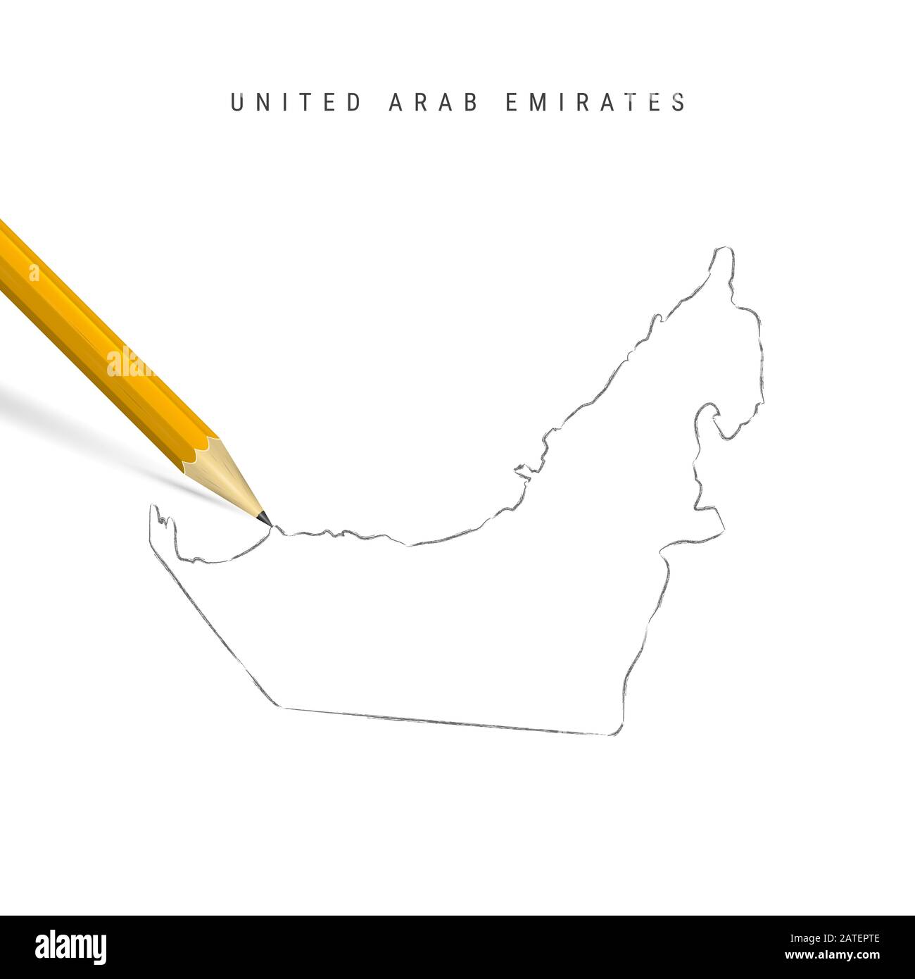 United Arab Emirates sketch outline map isolated on white background ...