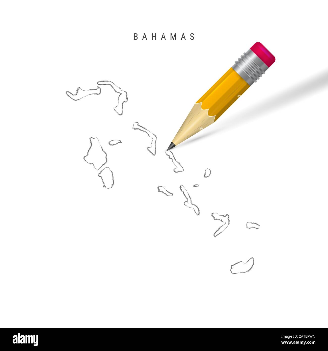 The Bahamas islands sketch outline map isolated on white background ...