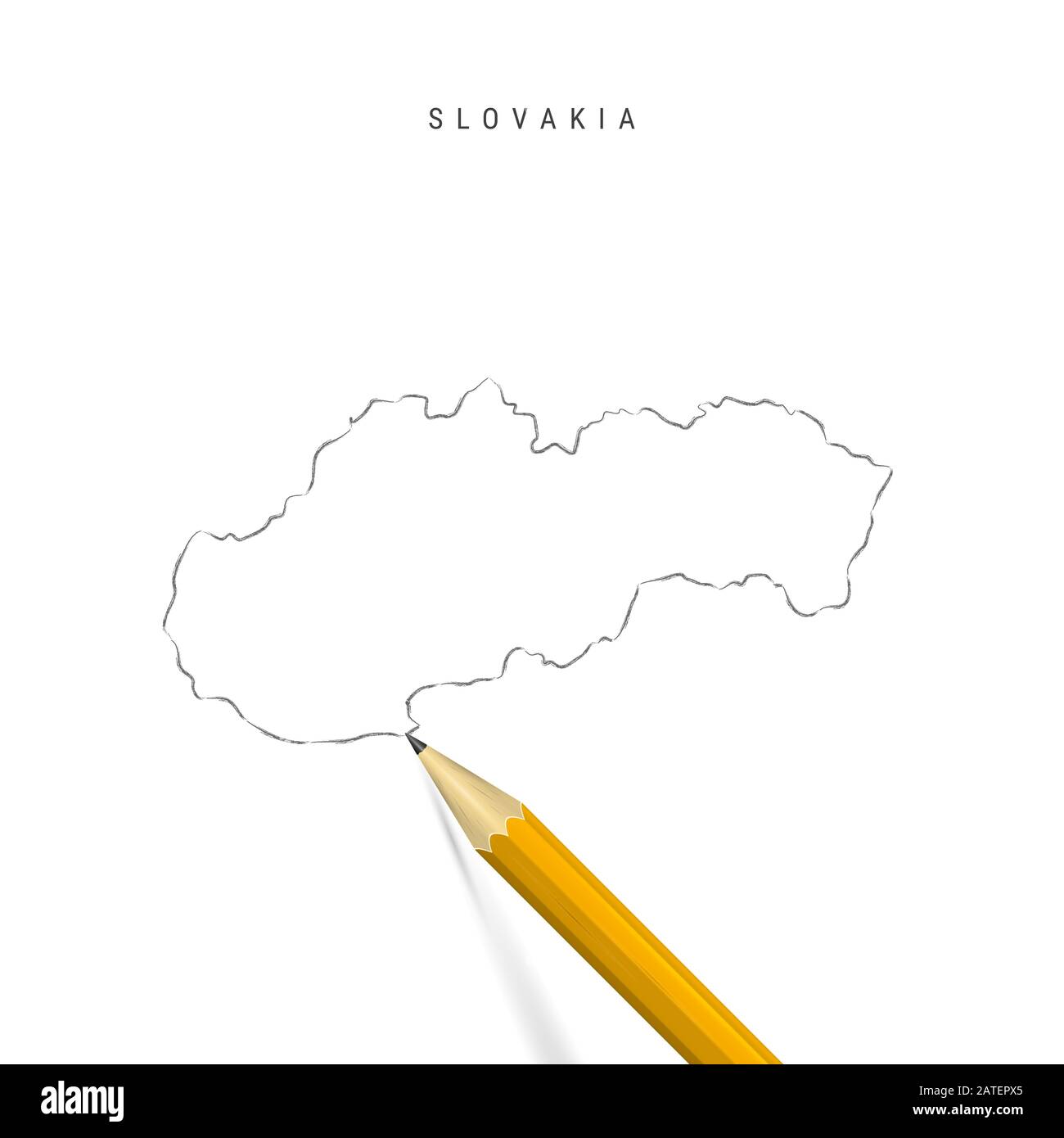 Slovakia sketch outline map isolated on white background. Empty hand ...