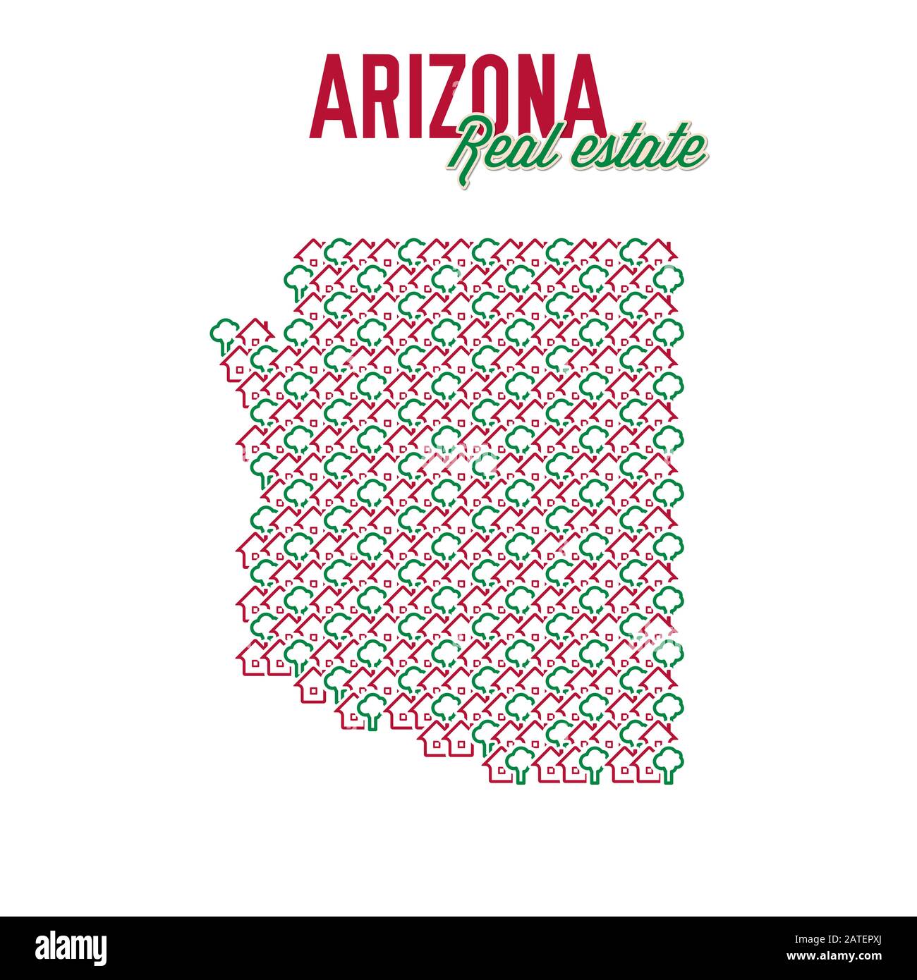 Arizona real estate properties map. Text design. Arizona US state ...