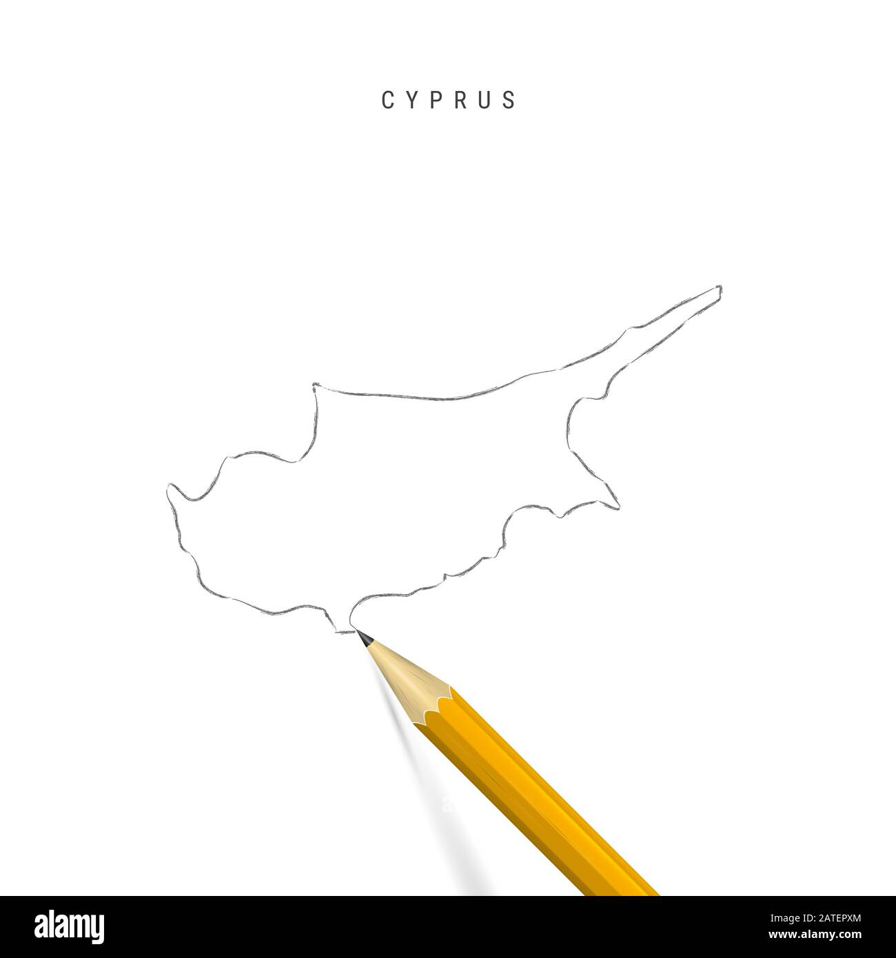 Cyprus sketch outline map isolated on white background. Empty hand ...