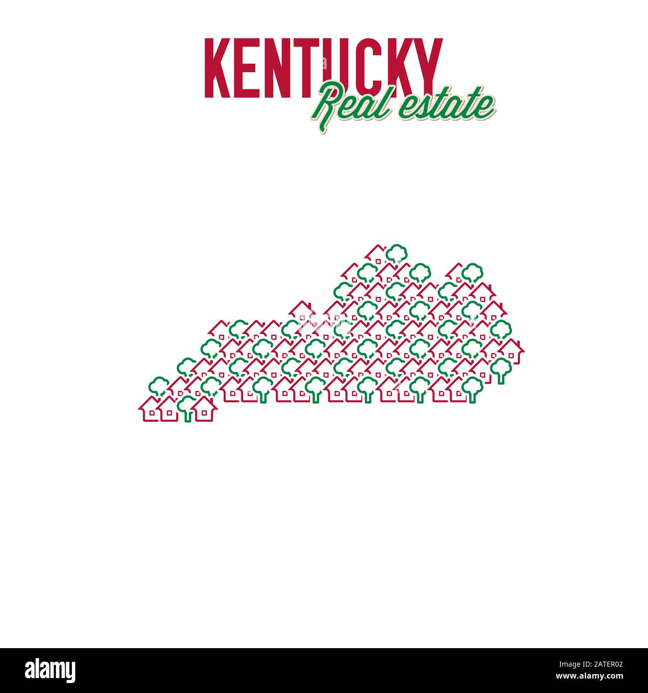 Kentucky real estate properties map. Text design. Kentucky US state ...
