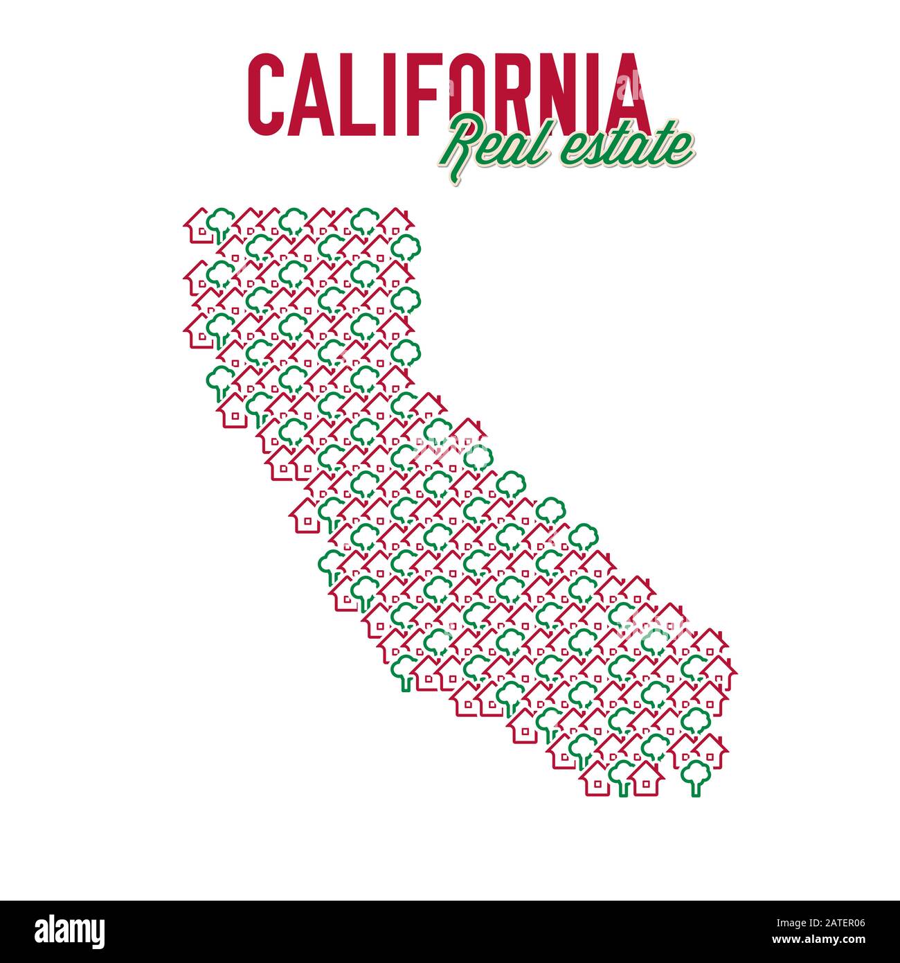 California real estate properties map. Text design. California US state ...