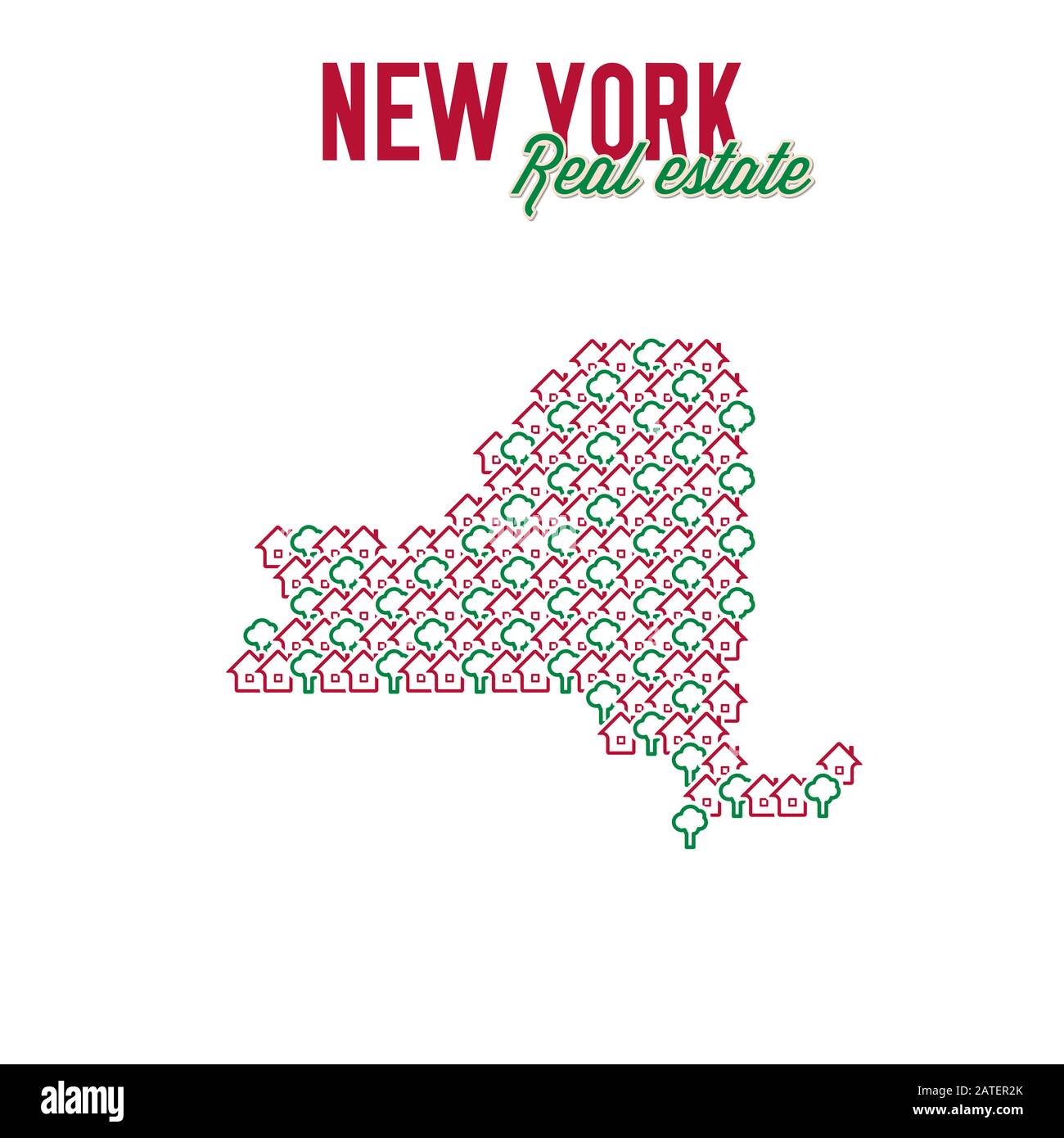 New York real estate properties map. Text design. New York US state ...