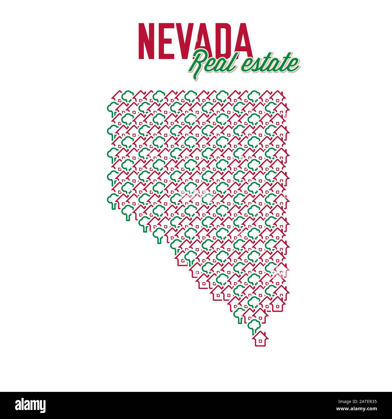 Nevada real estate properties map. Text design. Nevada US state realty ...