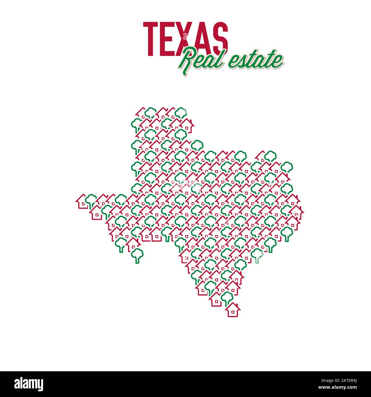 Texas real estate properties map. Text design. Texas US state realty ...