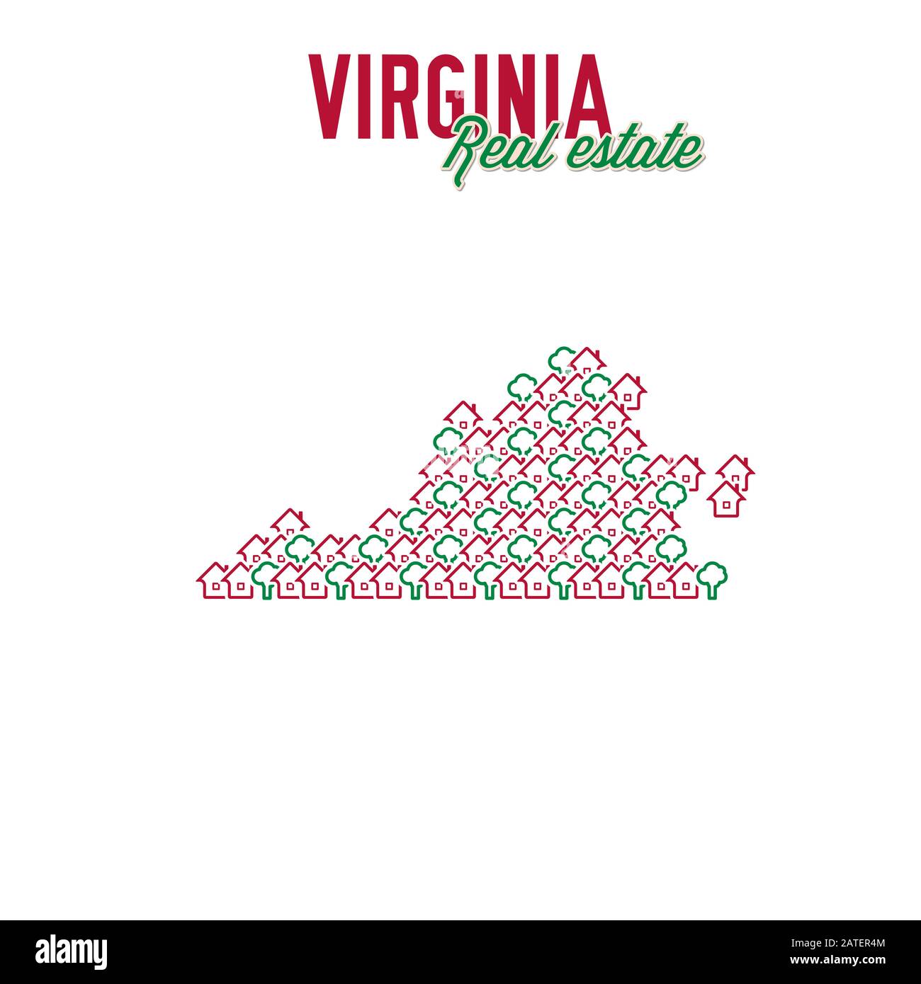 Virginia real estate properties map. Text design. Virginia US state ...