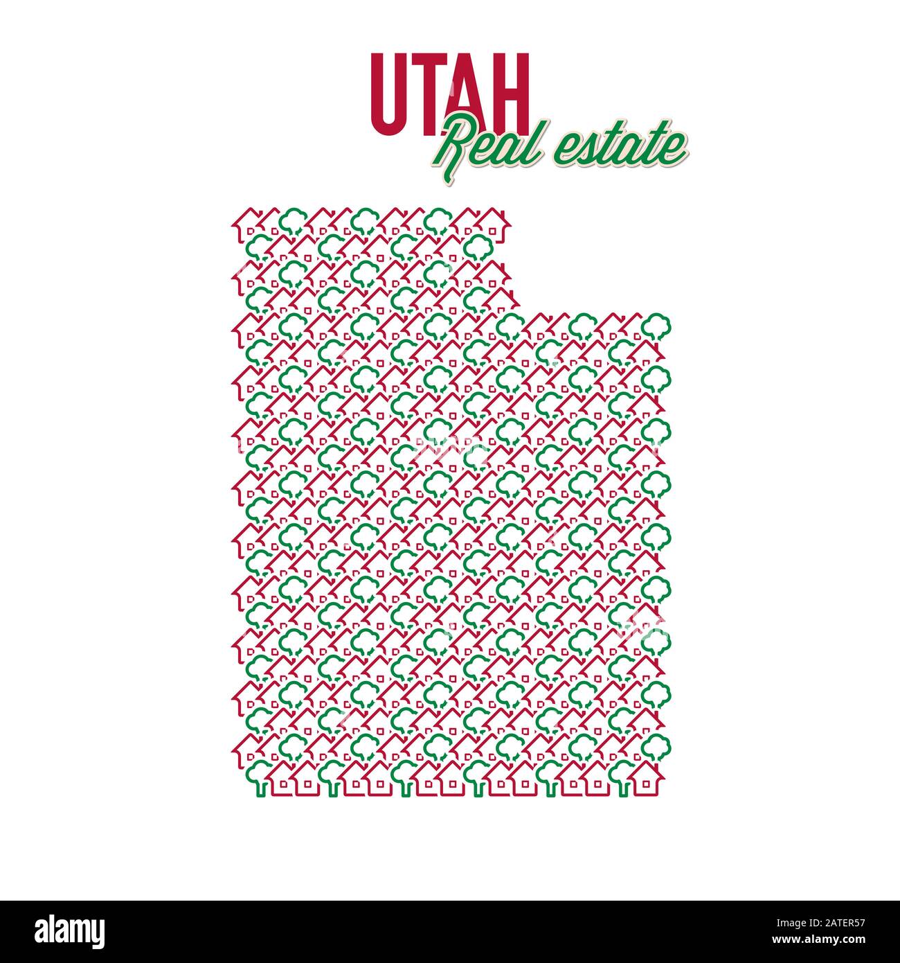 Utah real estate properties map. Text design. Utah US state realty ...