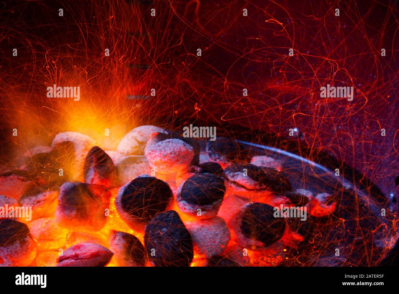 Glowing coal inside of a barbecue grill Stock Photo - Alamy