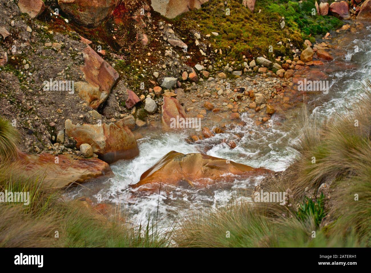 Water flowing in a river in Huascaran National Park Peru Stock Photo ...