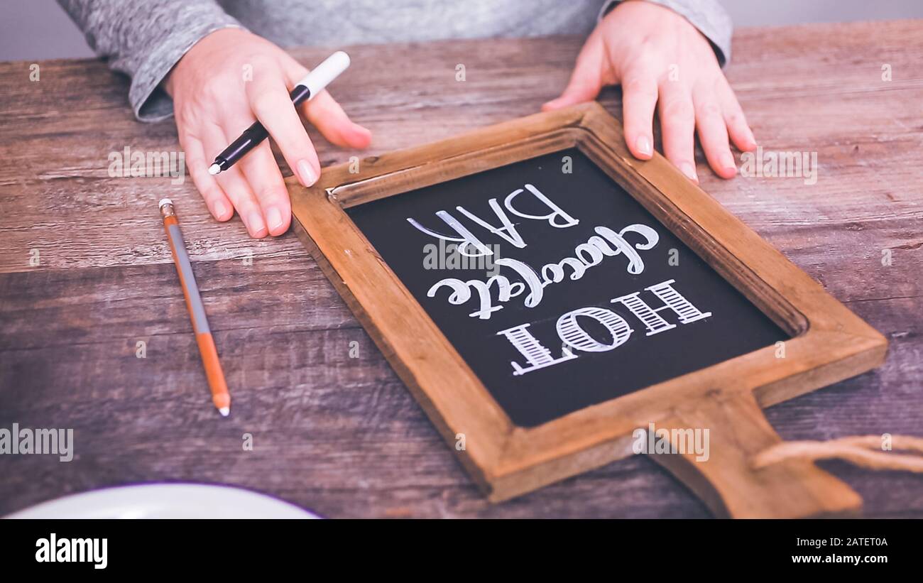 Step by step. Writing chalk board sign-Hot Chocolate Bar- for hot ...
