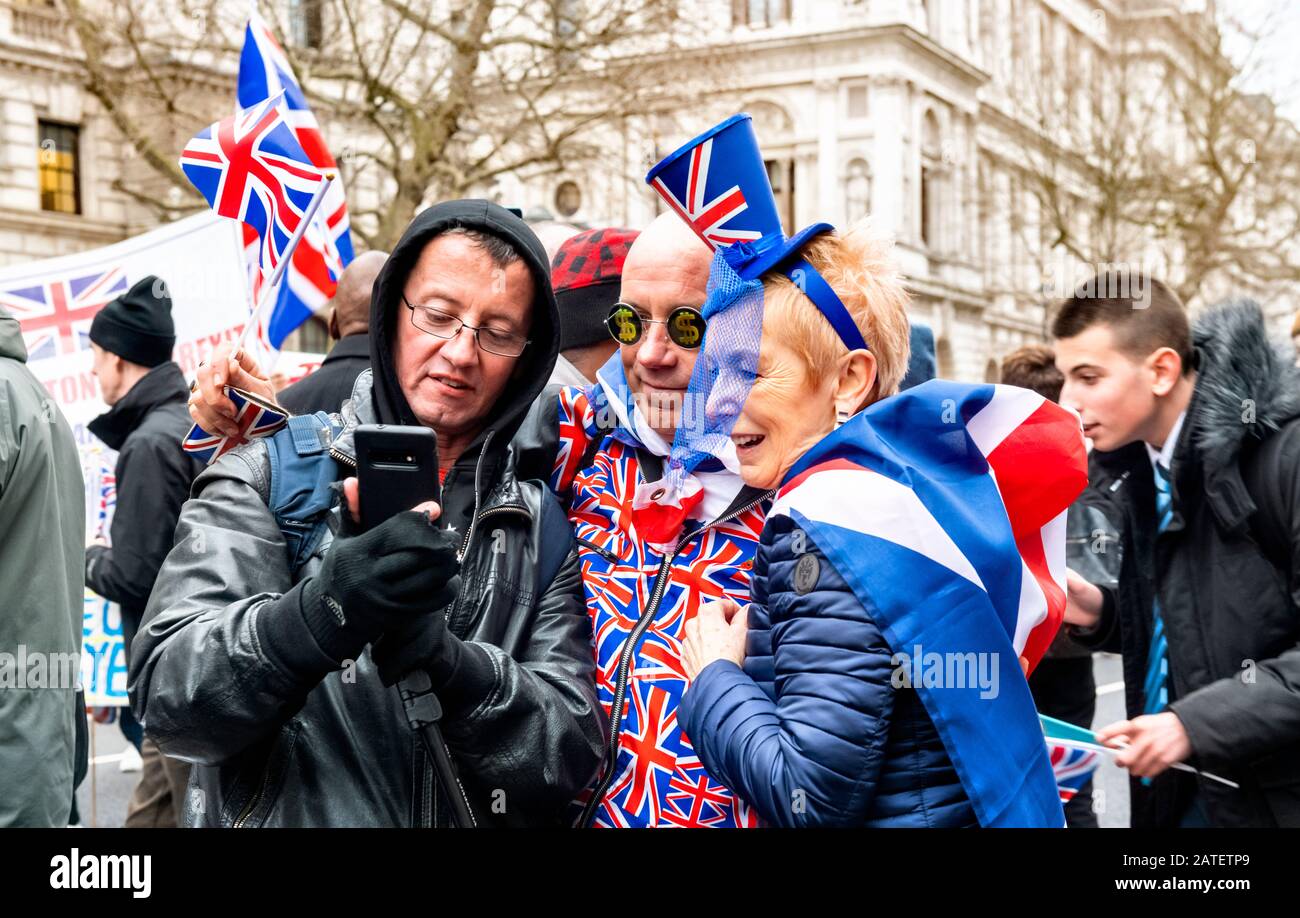Brexit celebrations 31st January 2020 in Whitehall and Parliament ...