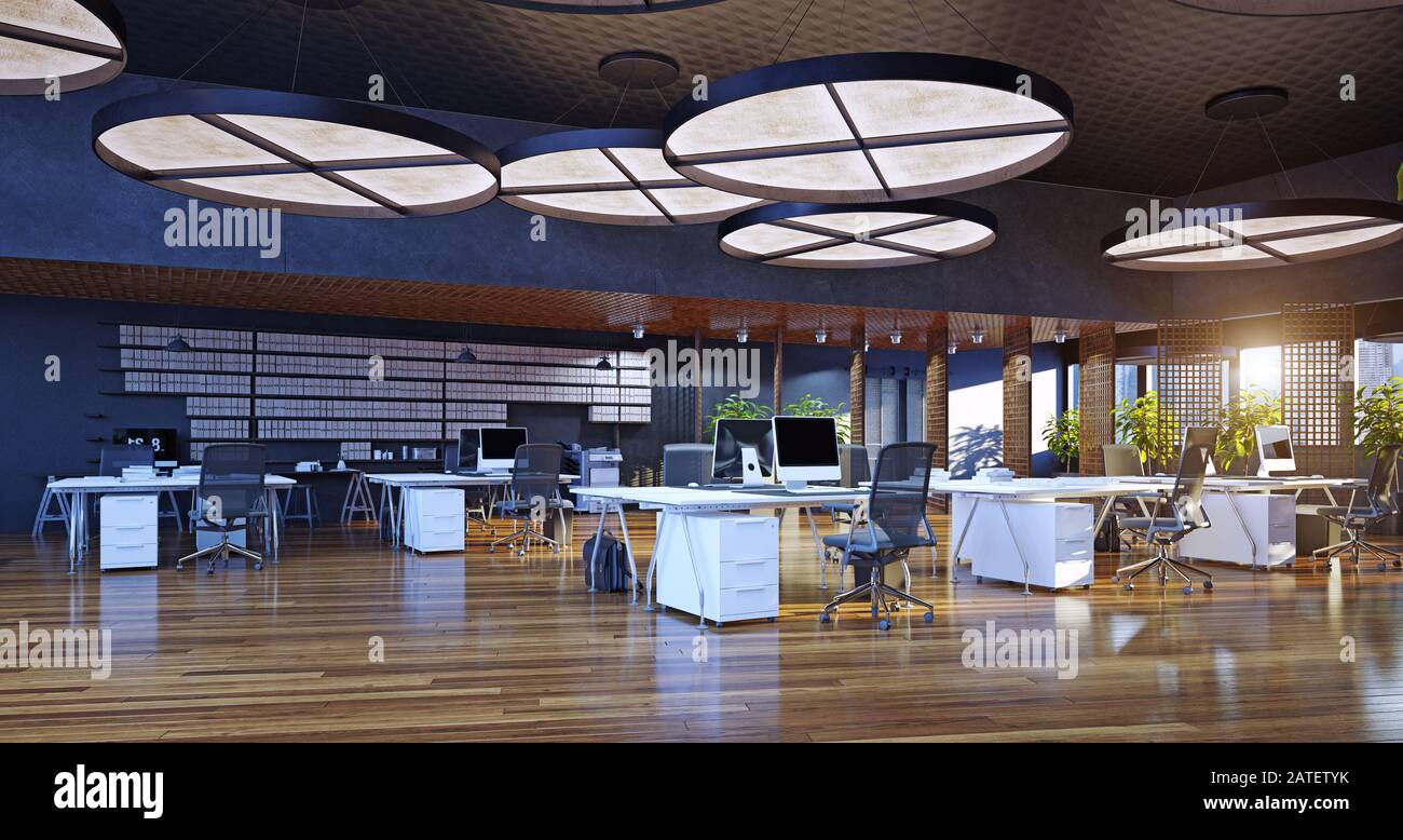 modern office interior, 3d rendering business concept design Stock ...