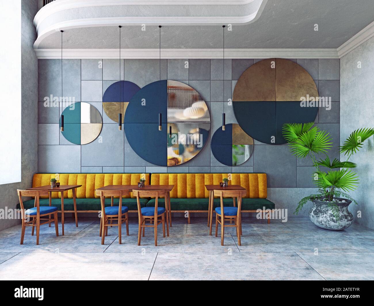 modern restaurant interior.3d rendering design concept Stock Photo - Alamy