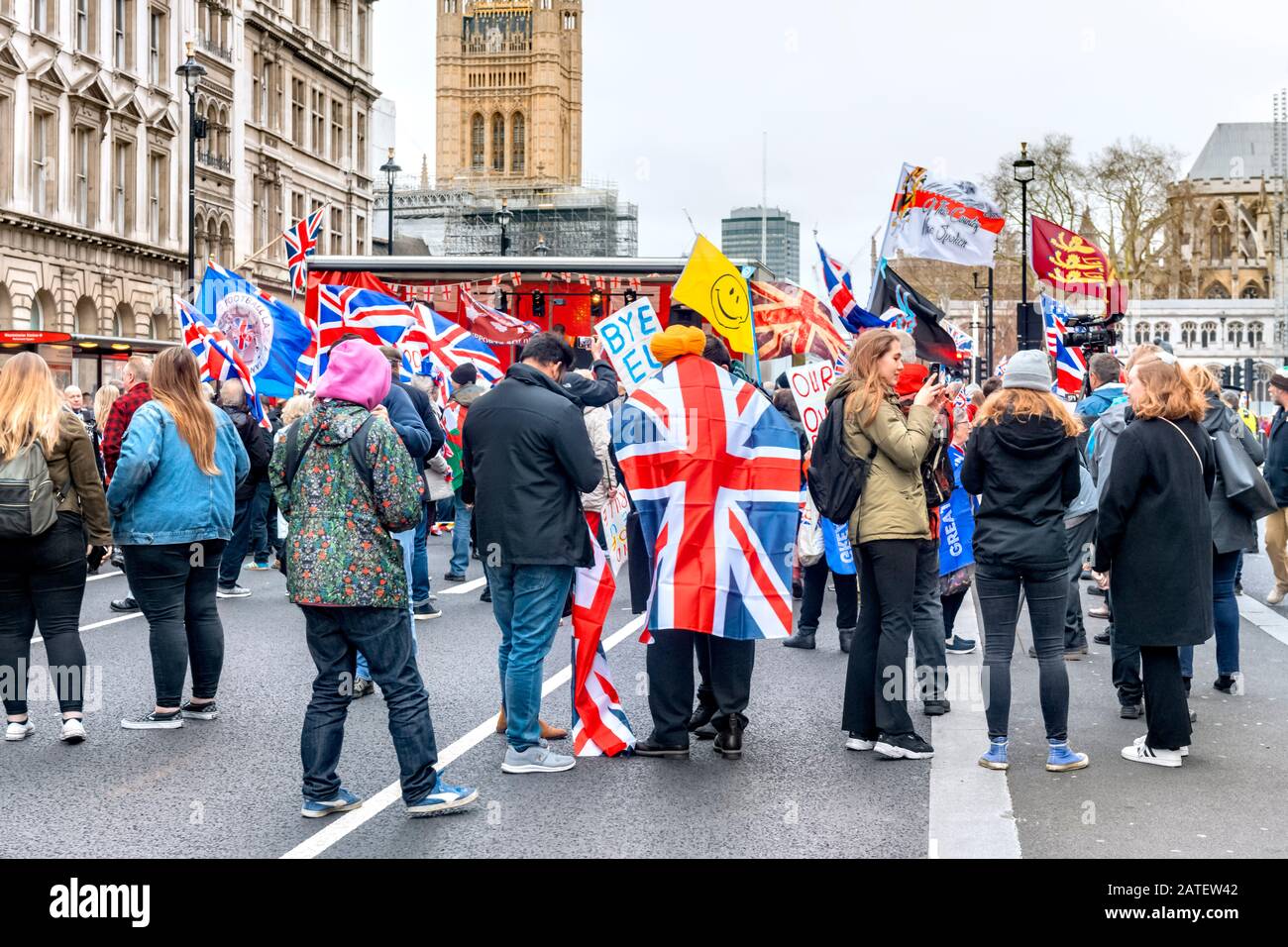 Brexit celebrations 31st January 2020 in Whitehall and Parliament ...