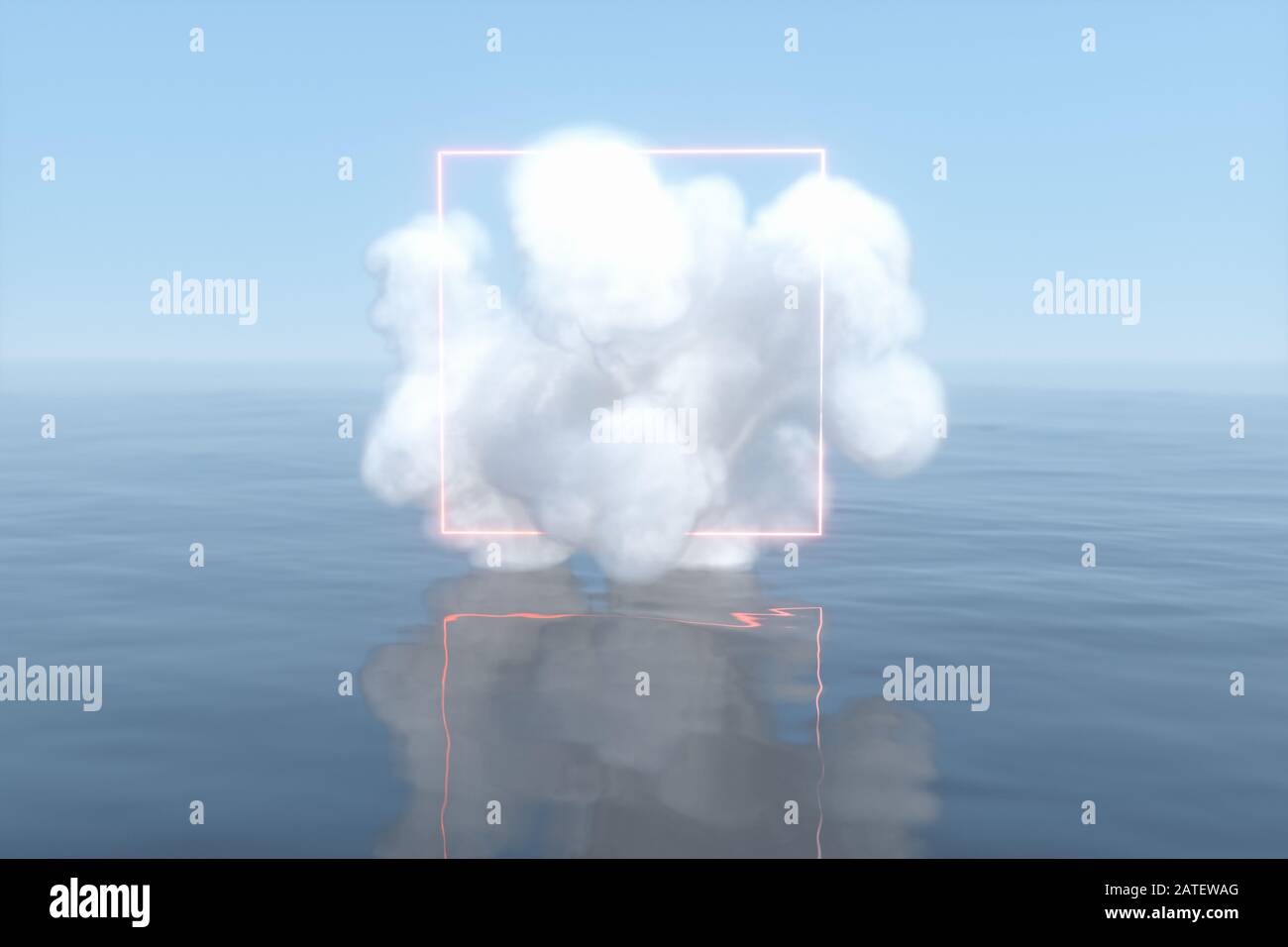 Magic surround the cloud floating on the lake,peaceful scene,3d ...