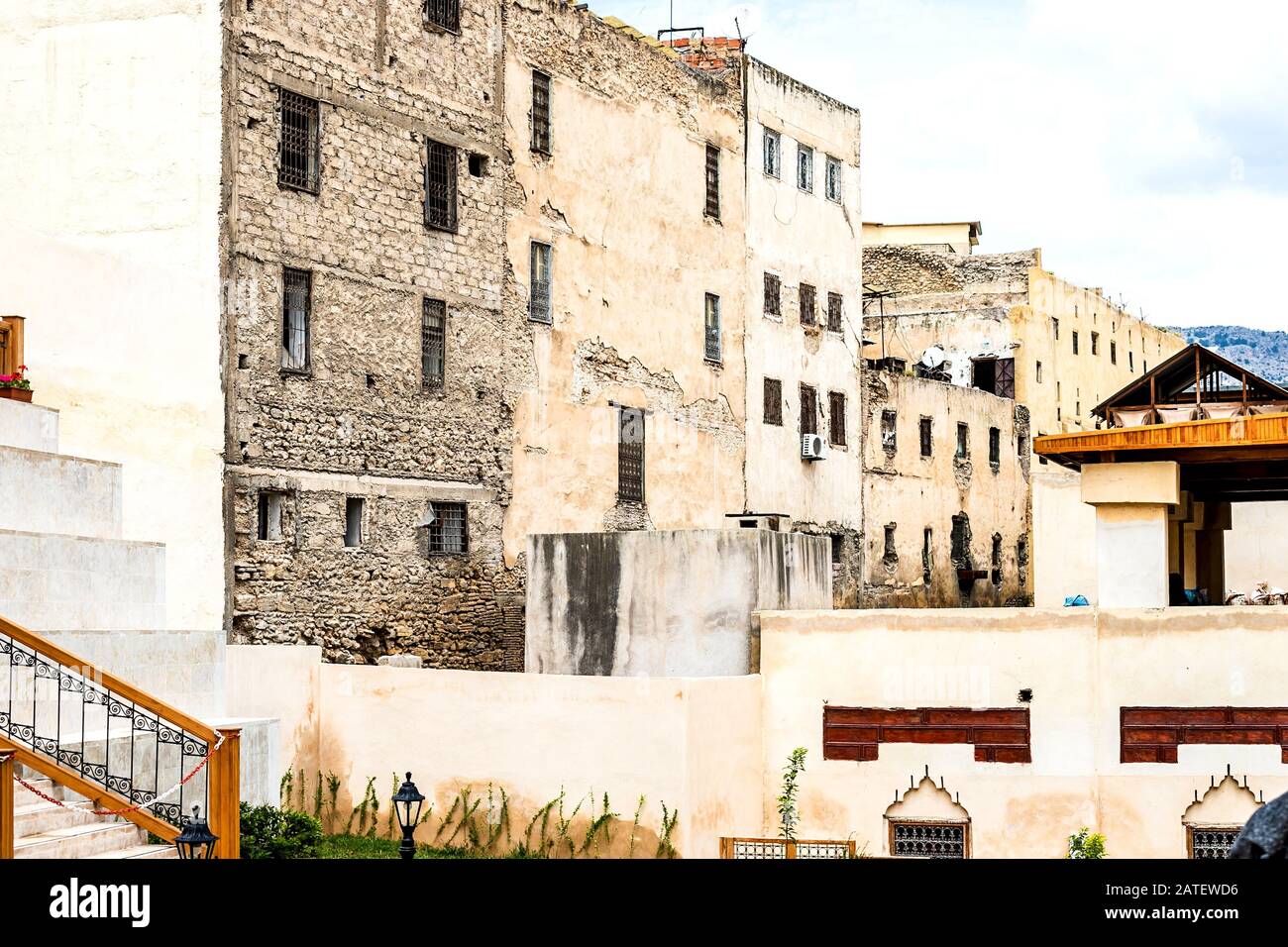 The streets of the old town of Fez, which are locals and children ...