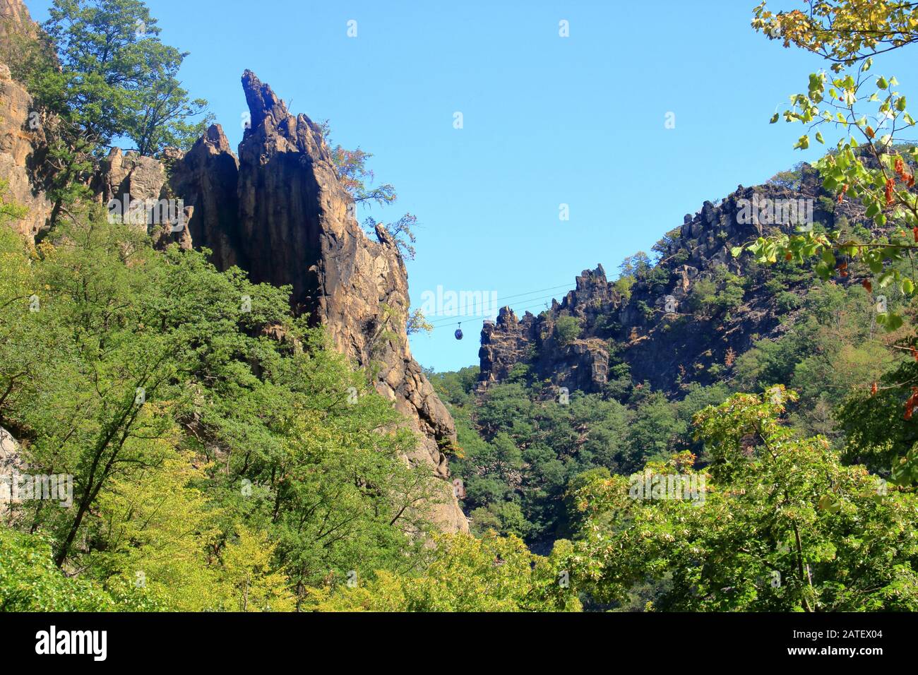 August 06 2018 - Thale, Saxony-Anhalt, Germany: Cable car with ...