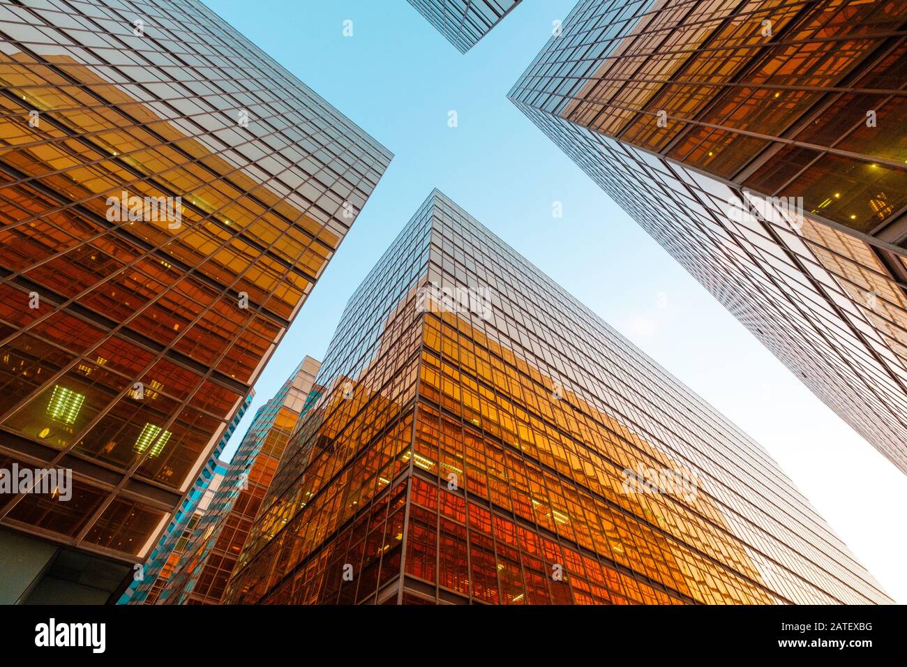 golden office building facade and blue sky Stock Photo - Alamy