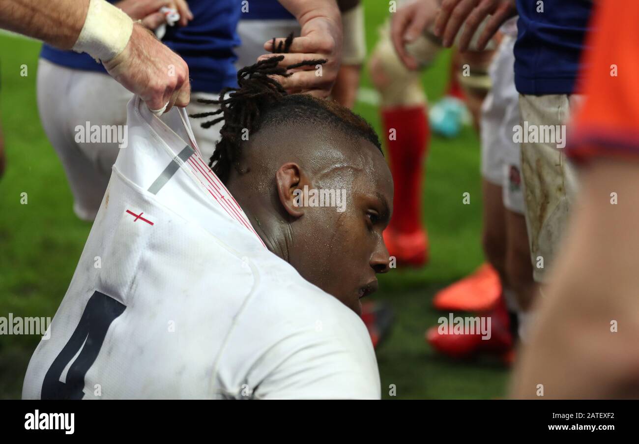 England's Maro Itoje gets involved in a scuffle during the Guinness Six ...