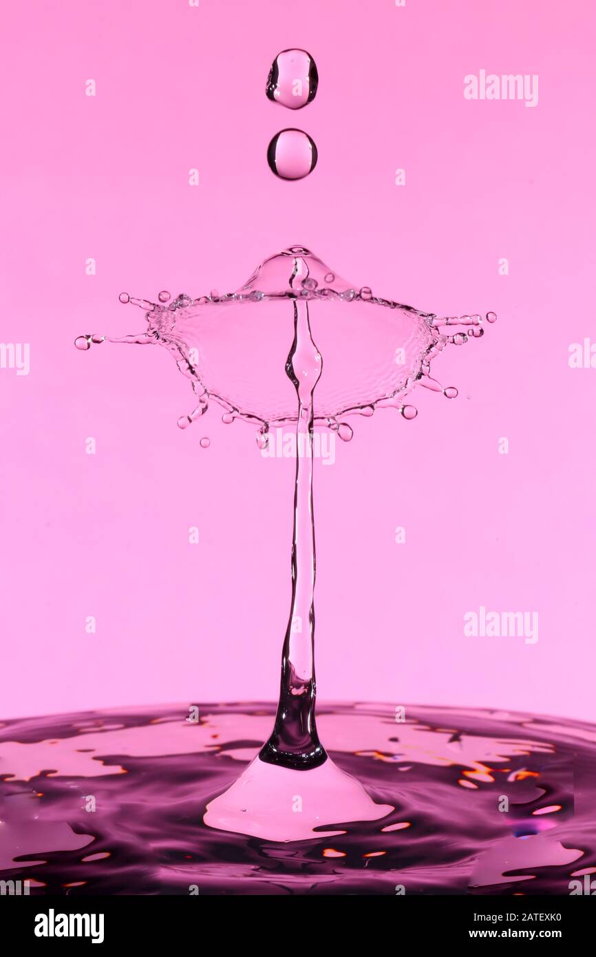 Abstract photograph of a water drop collision created with two water ...