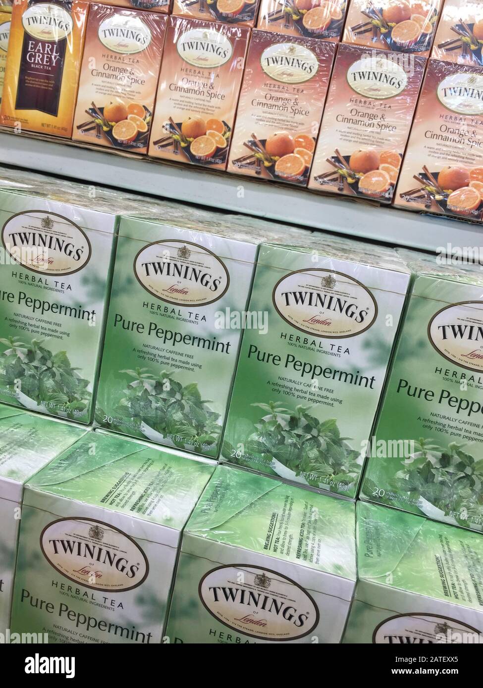 Boxes of Twining Tea Bags, For Sale at Grocery Store, USA Stock Photo ...