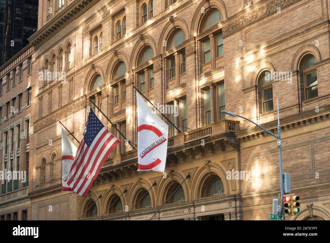 Carnegie hall entrance flags hi-res stock photography and images - Alamy