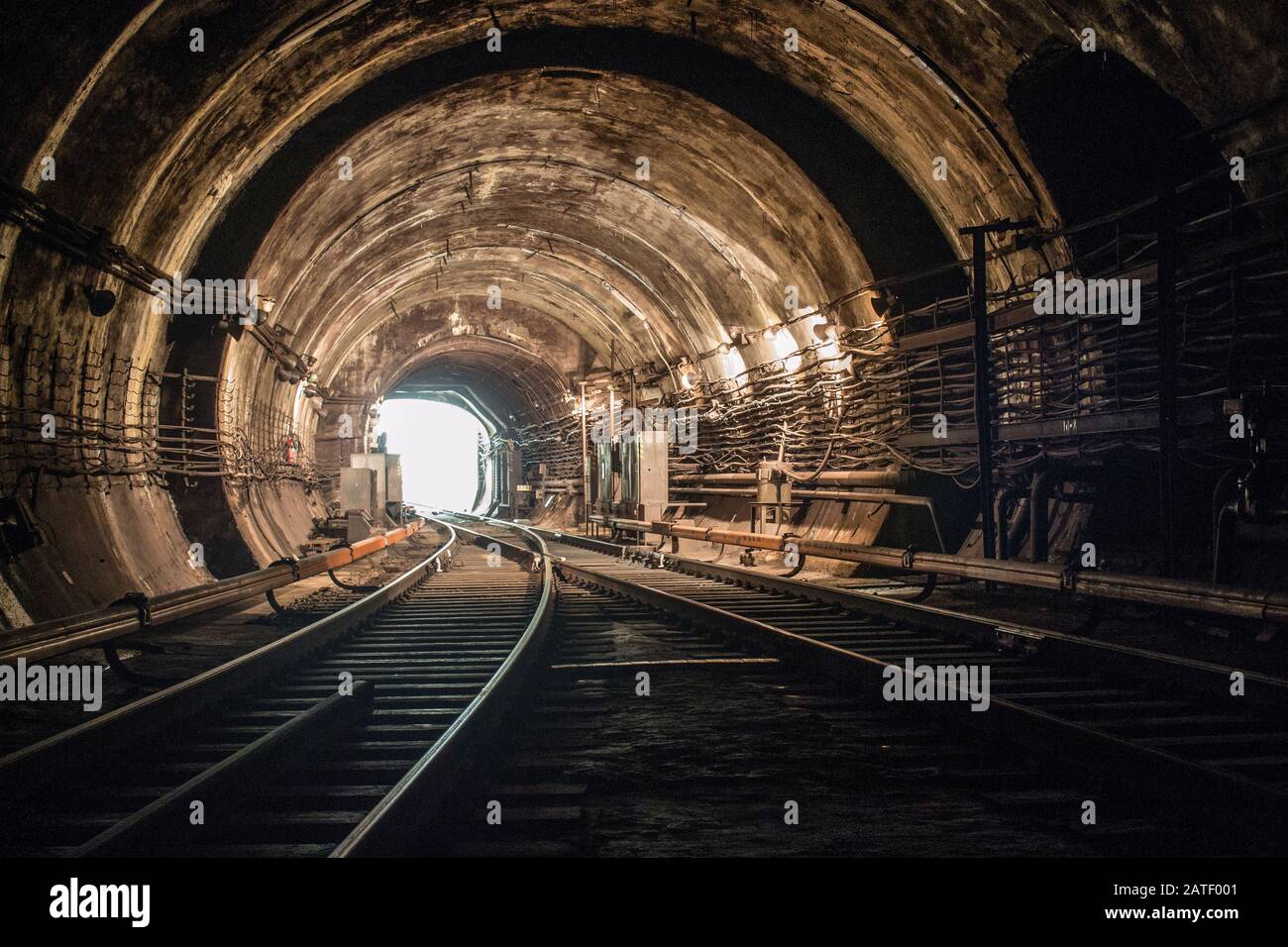 Tunnels of the Kiev Metro near Arsenalnaya station, the deepest metro ...