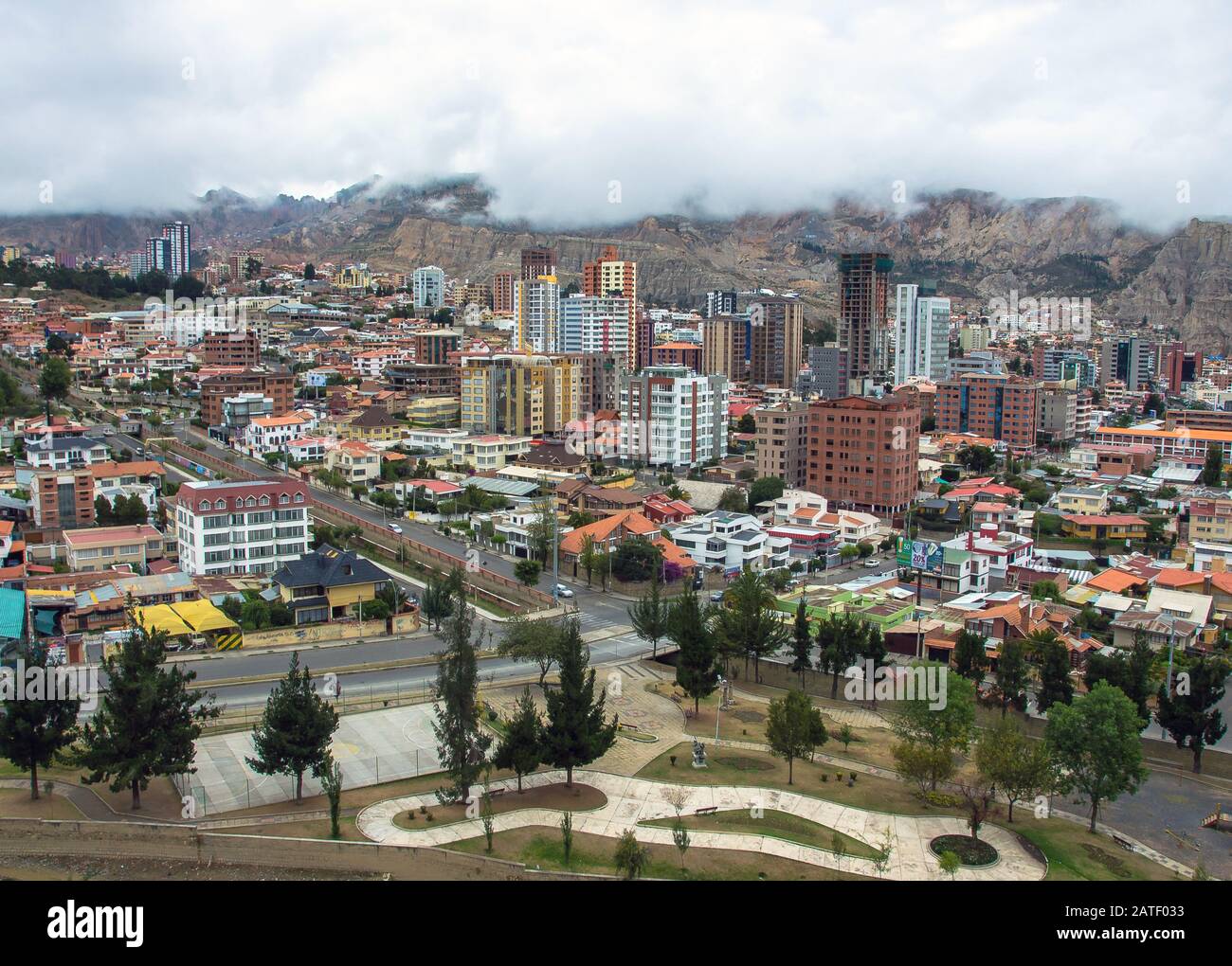 Cityscape of La Paz in Bolivia, aerial landscape La Paz city Stock ...