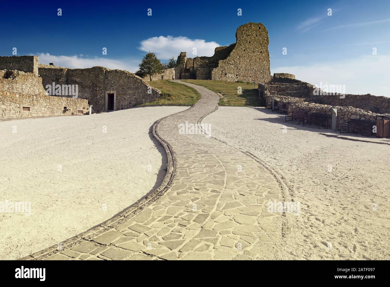 Ruins of Devin castle near city Bratislava, Slovakia. Dev n castle is ...