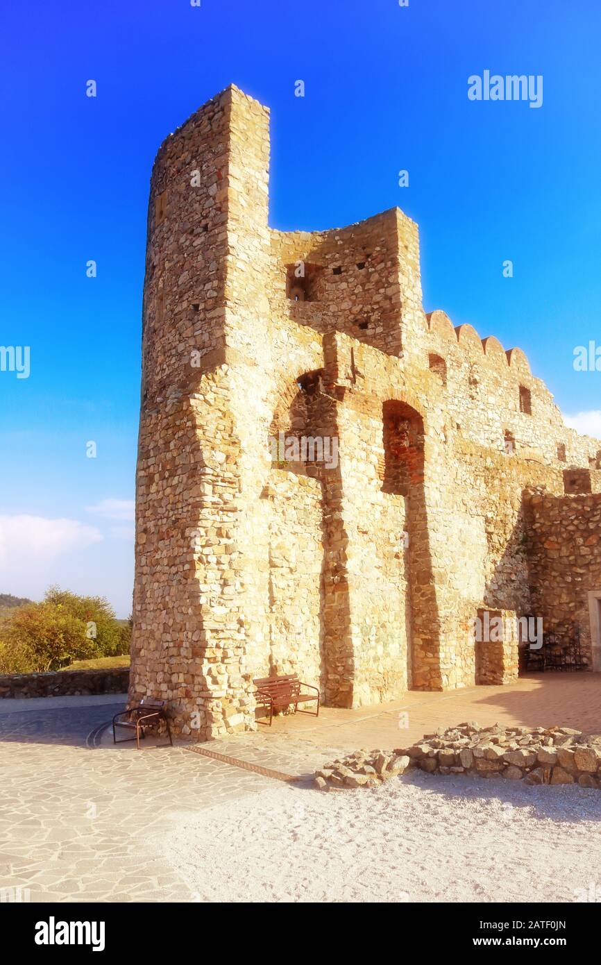 Ruins of Devin castle near city Bratislava, Slovakia. Dev n castle is ...