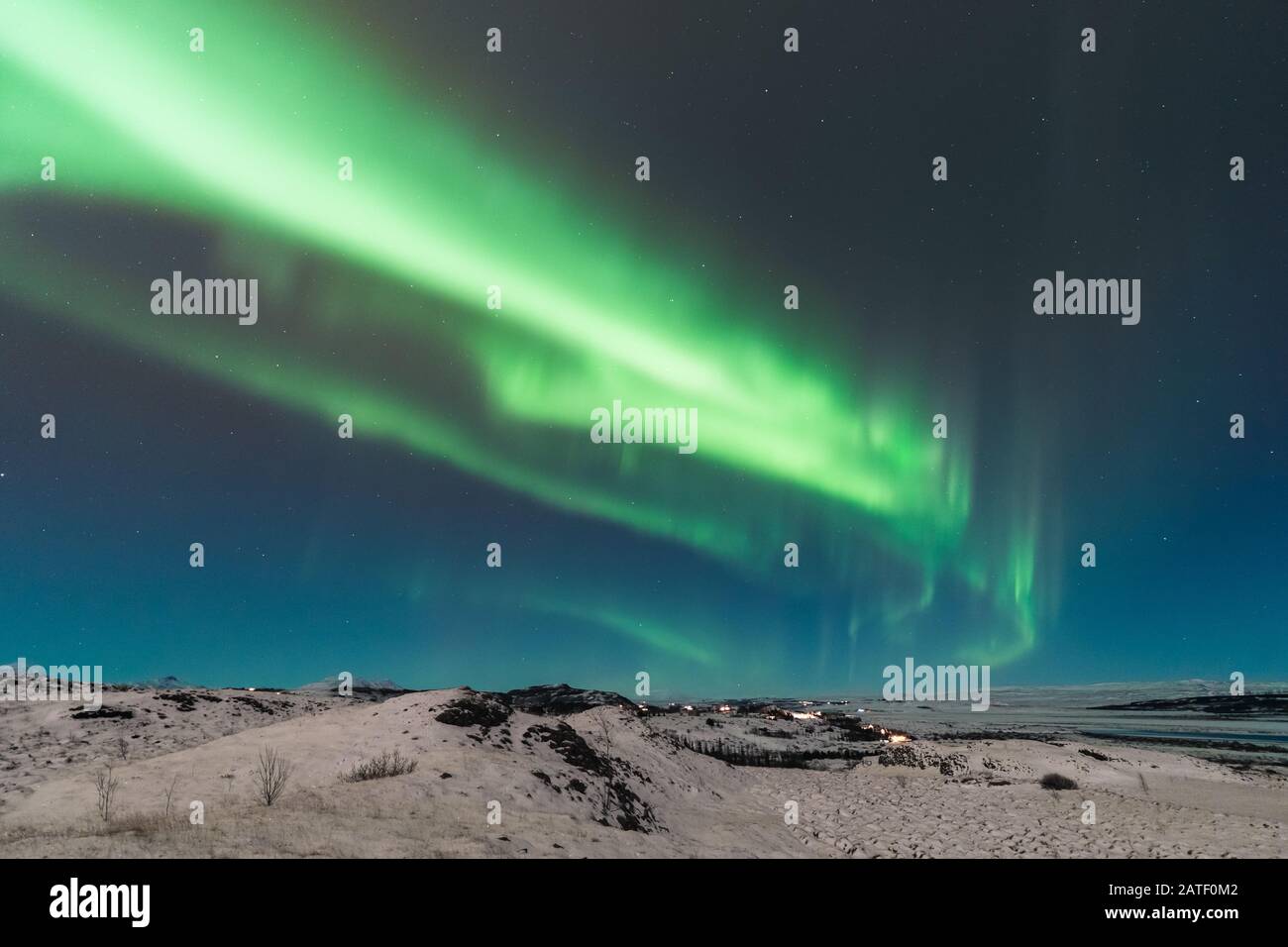 A beautiful northern lights also called Aurora Borealis over the ...
