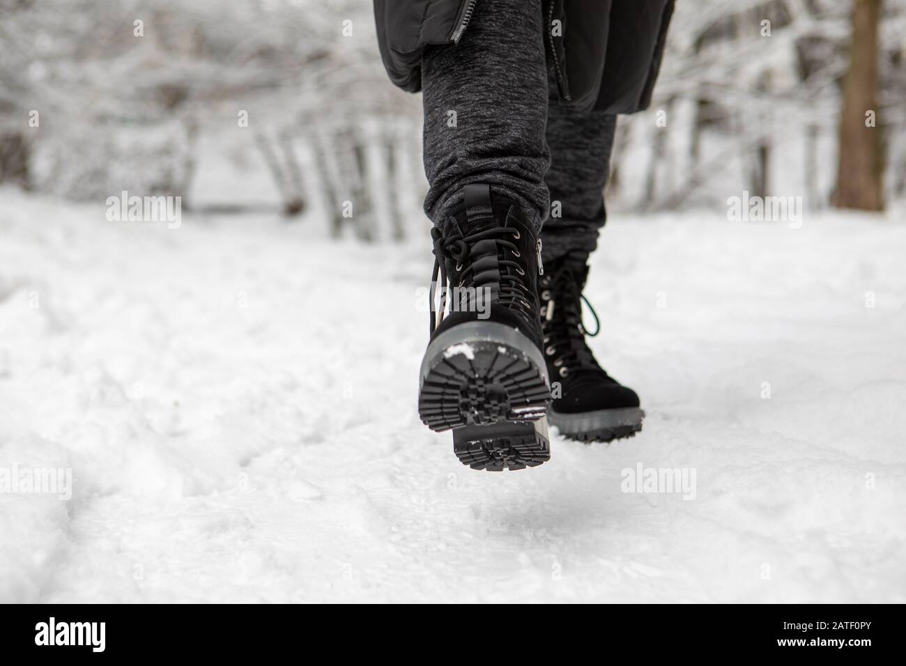 boots footprint close up walking outdoors Stock Photo - Alamy