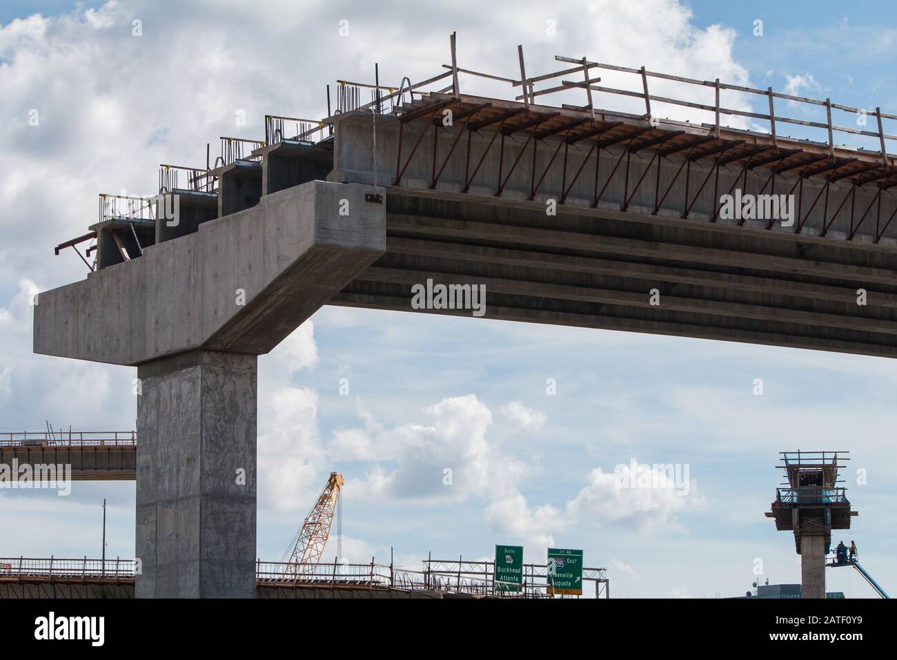 An Atlanta bridge overpass sits under construction at I-285 and GA-400 ...