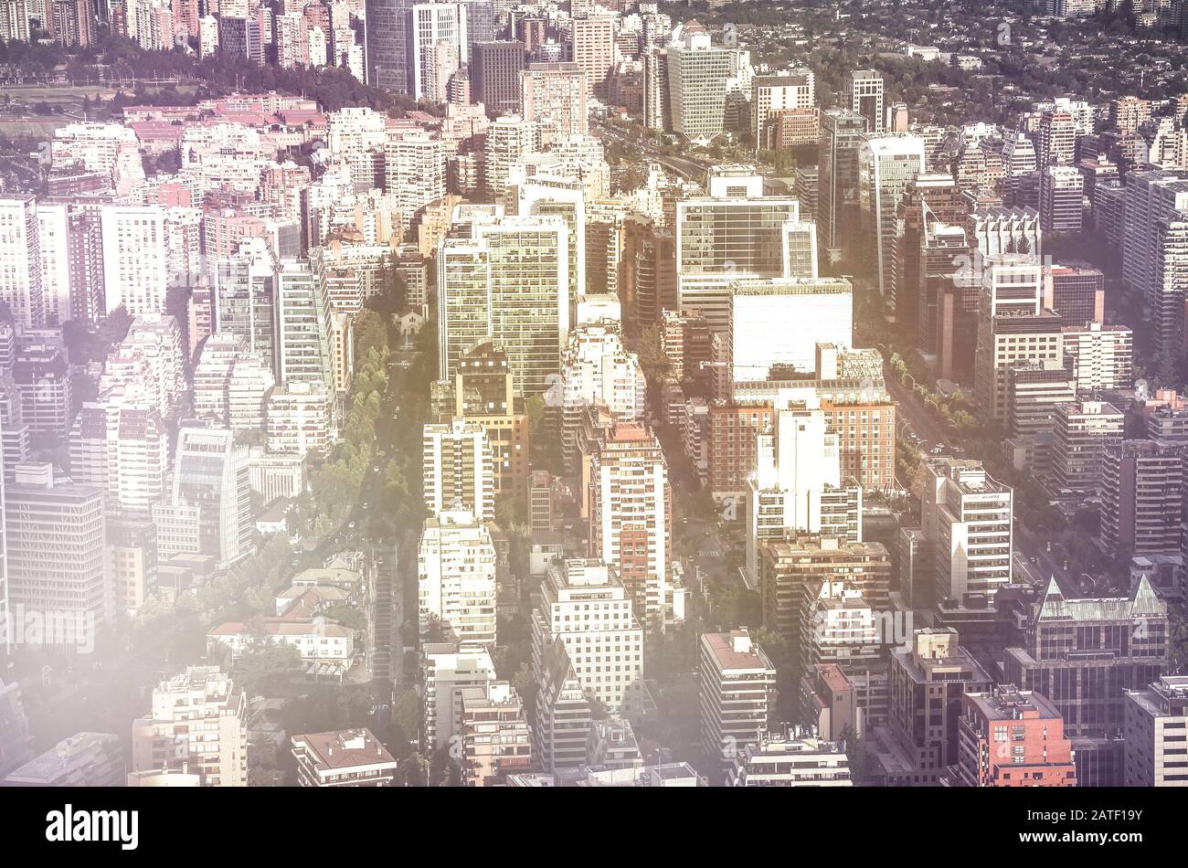 Blurred blue and pink urban building background scene, Chile Stock ...