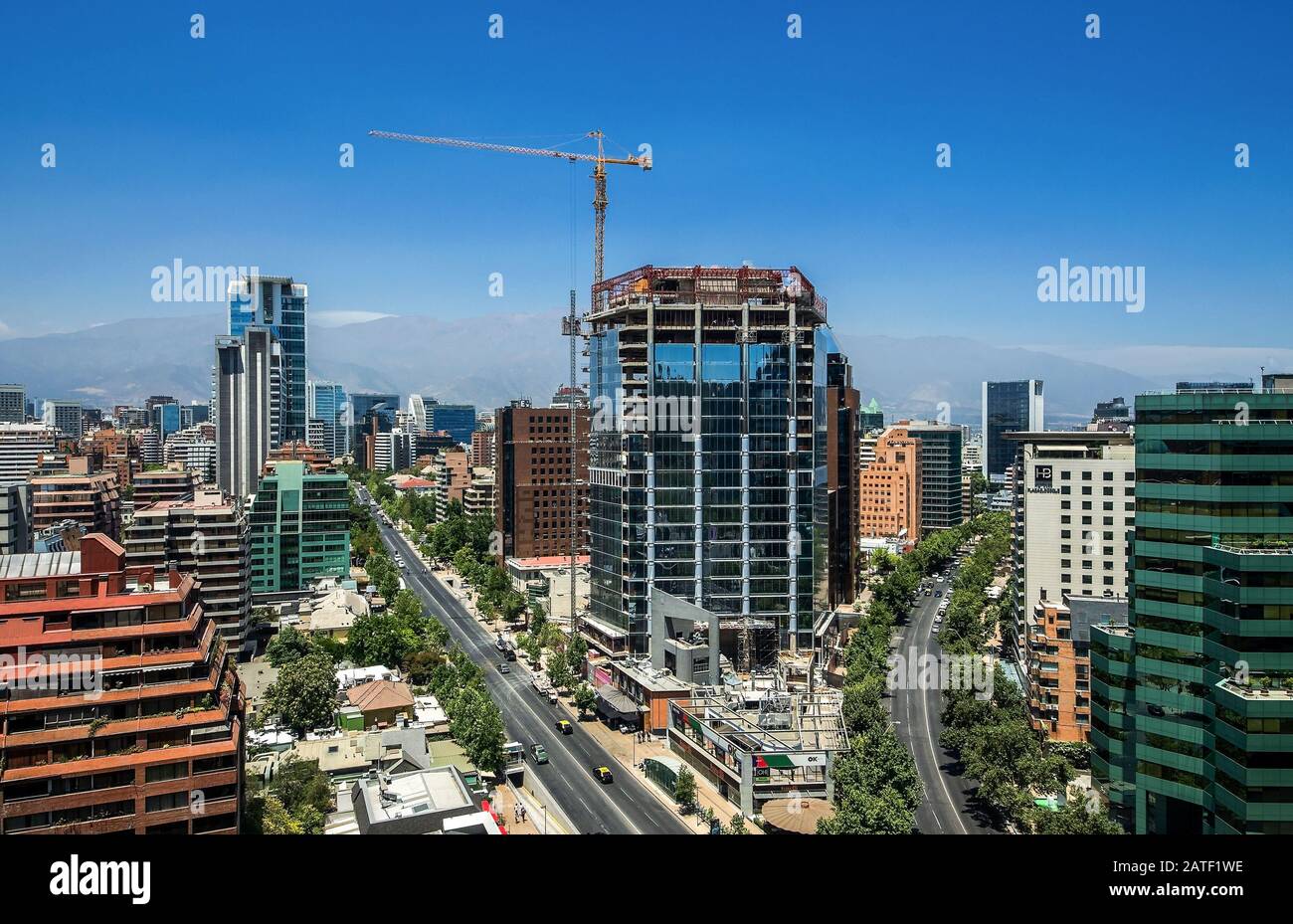 Modern buildings near construction site in Santiago de Chile Stock ...