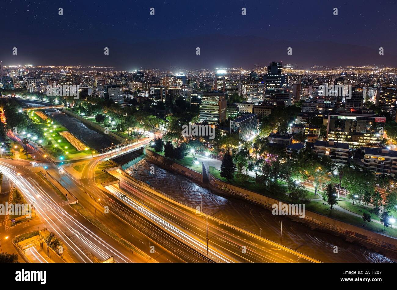 Night view of Santiago de Chile Stock Photo - Alamy