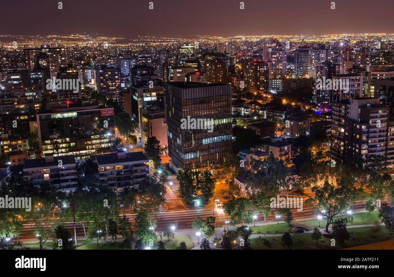 Night view of Santiago de Chile Stock Photo - Alamy