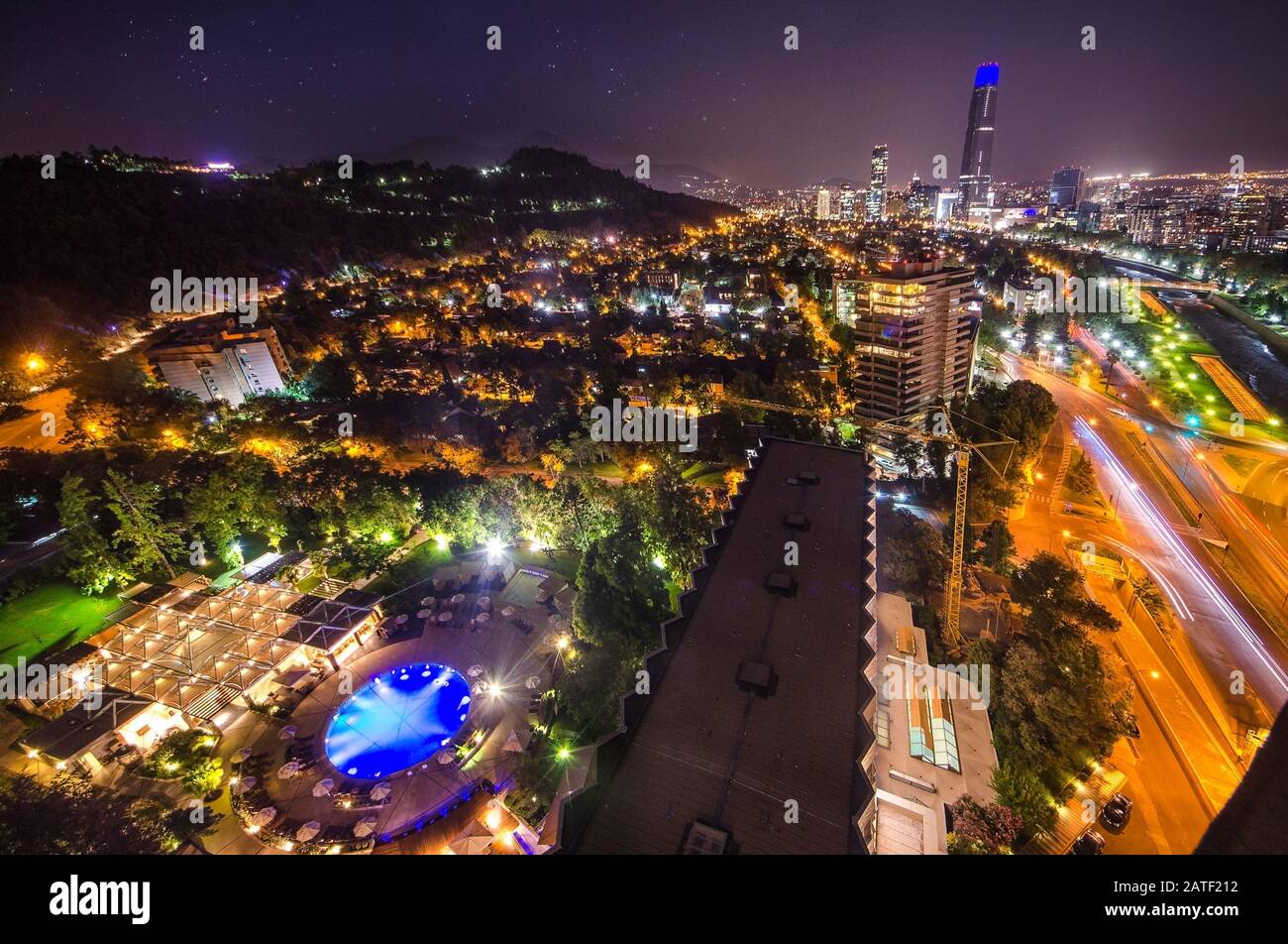 Night view of Santiago de Chile Stock Photo - Alamy