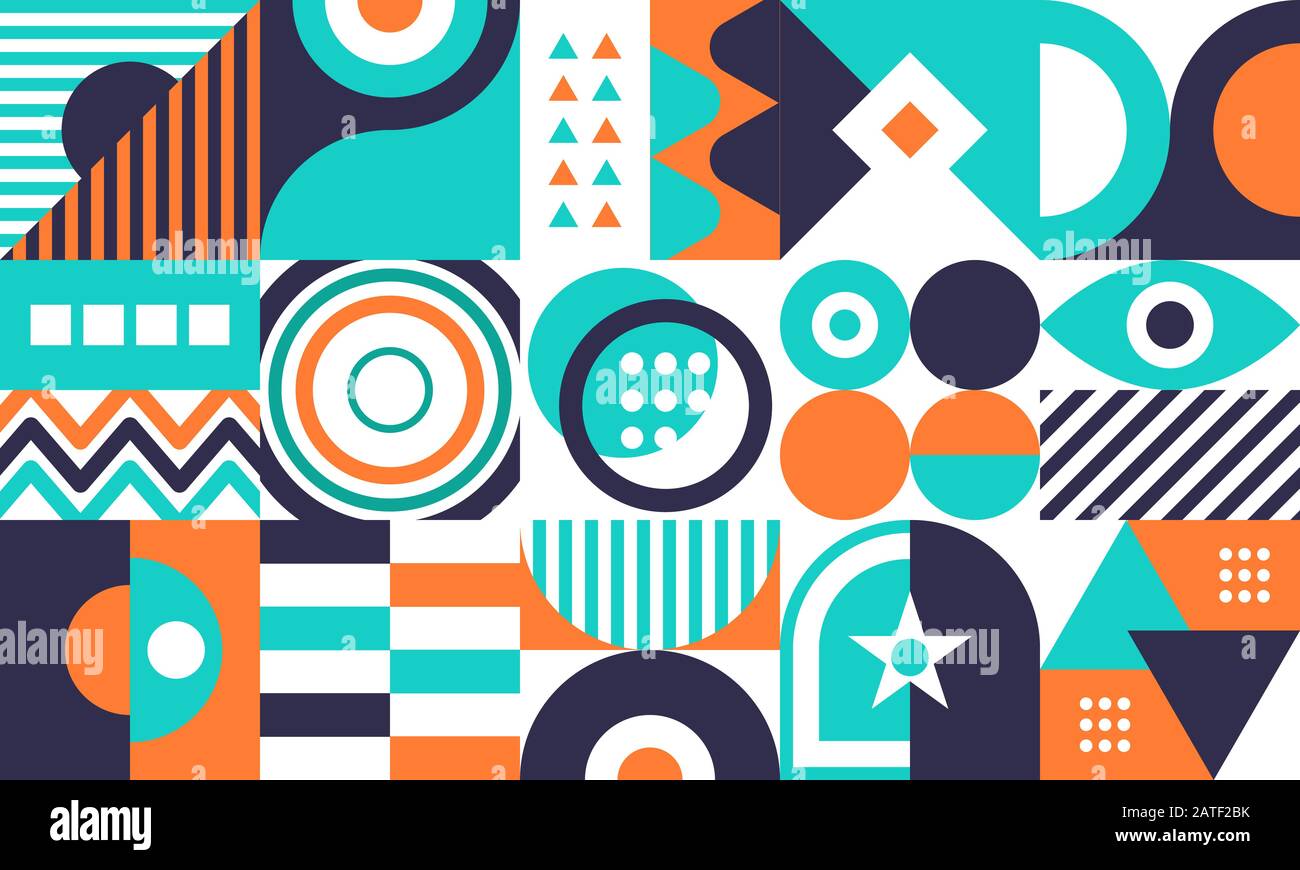 Abstract geometric seamless pattern in bauhause style. Fashion swiss ...