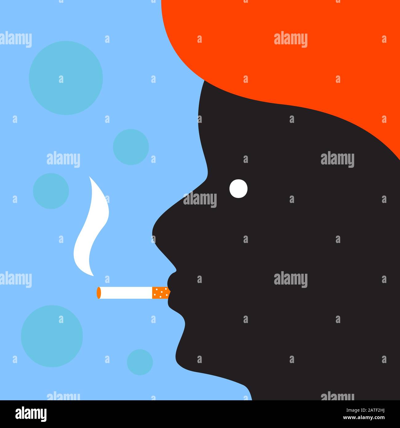 Profile of man with cigarette in flat style. Vector character ...
