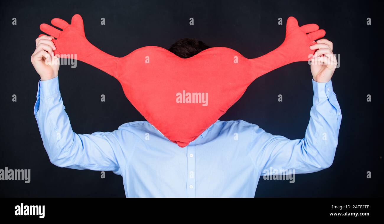 Valentines man expressing love on 14 february. Unhealthy man holding ...